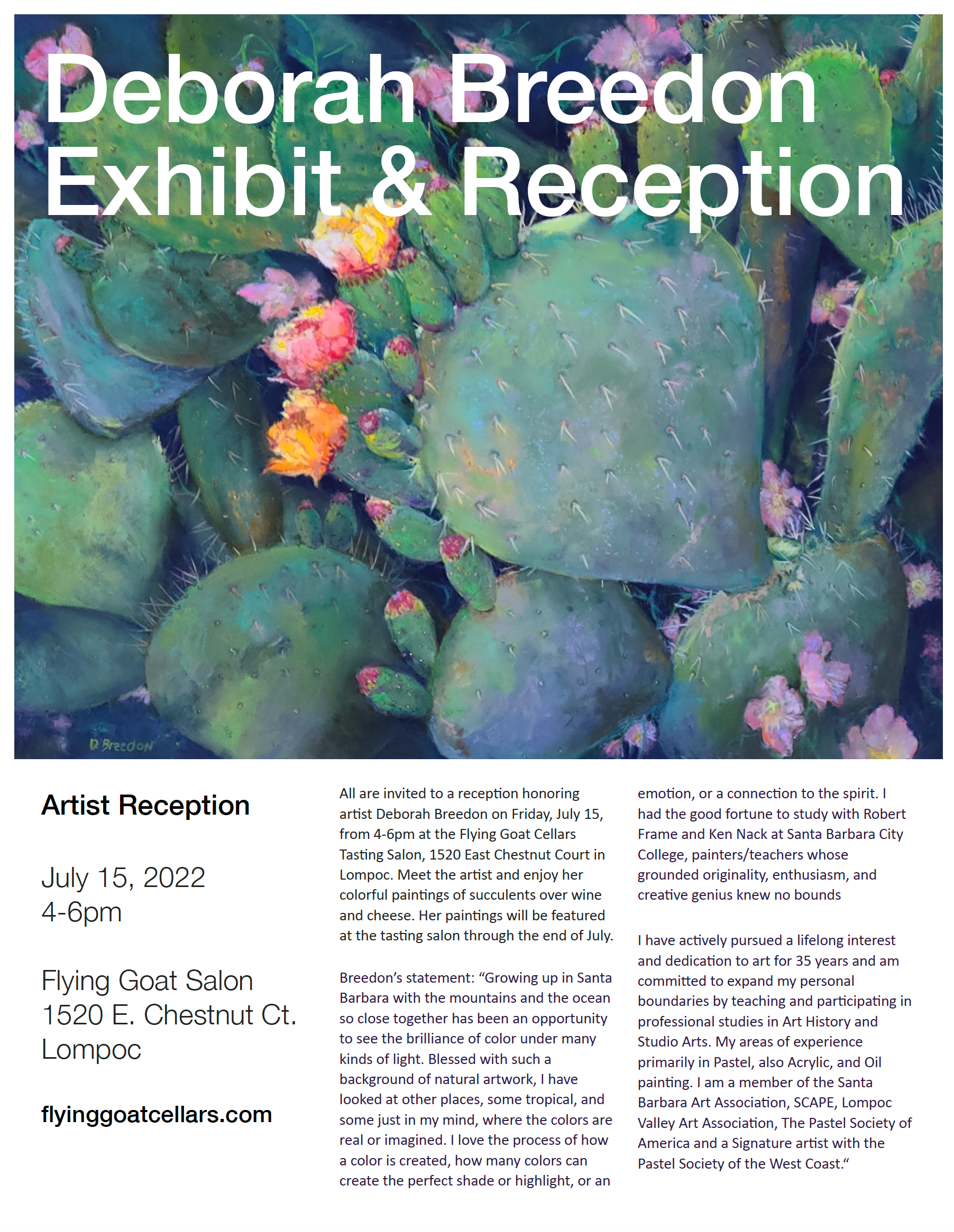 Deborah Breedon Artist Reception – Flying Goat Cellars