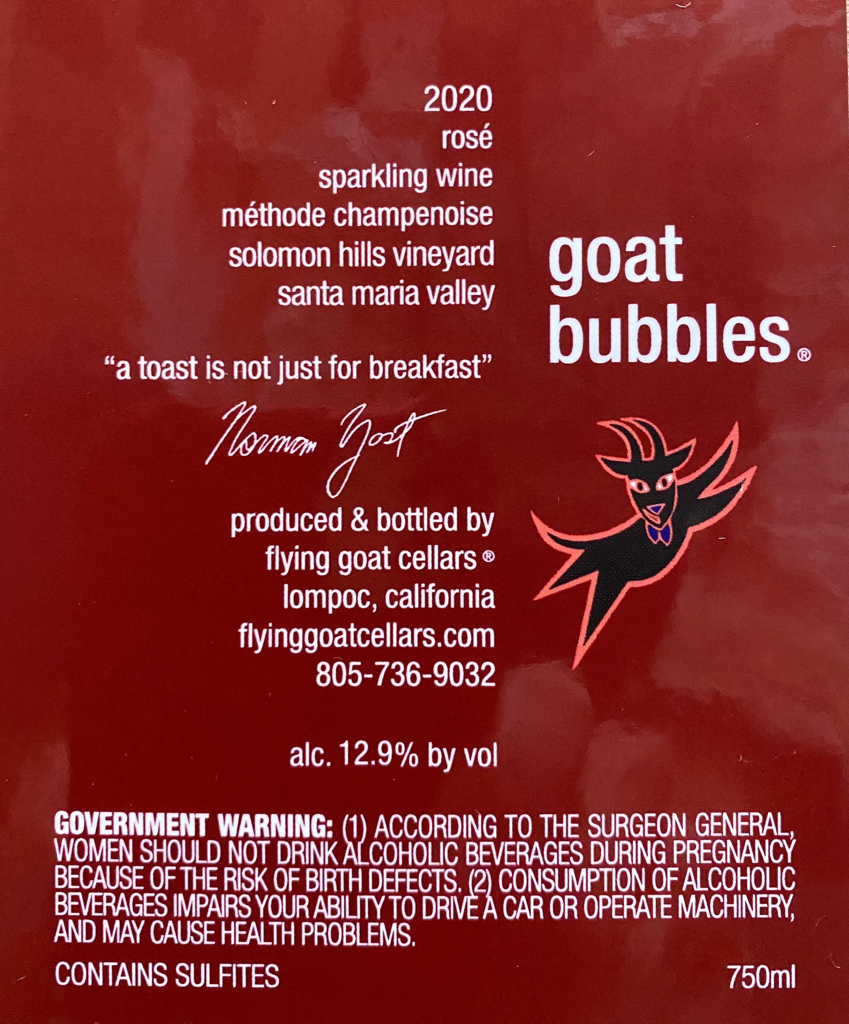 2020 Goat Bubbles, Rosé – Flying Goat Cellars